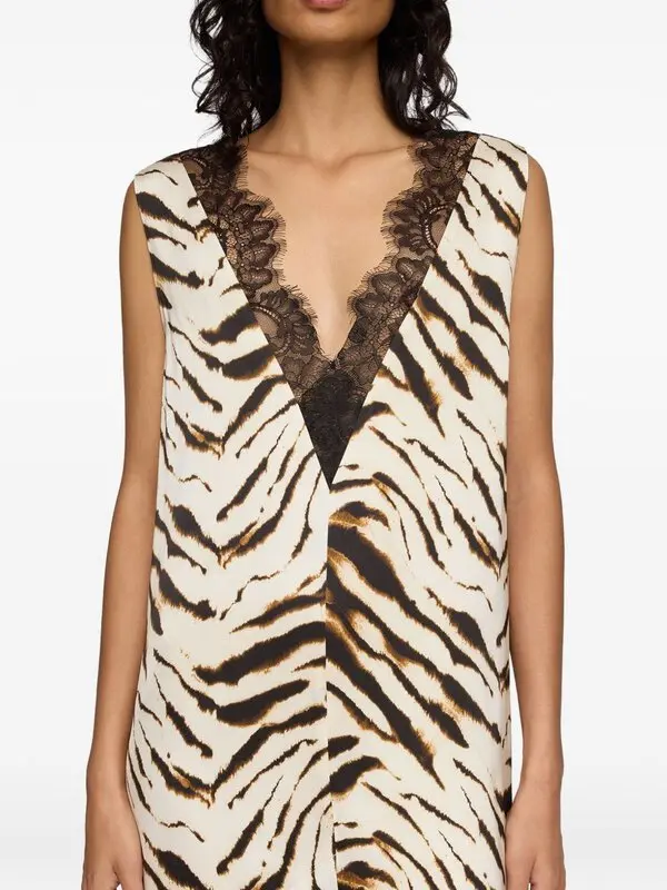 GANNI Zebra Print Midi Dress