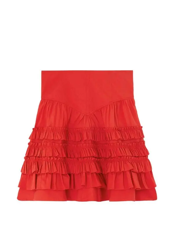 GANNI Organic Cotton Mini Skirt - Red