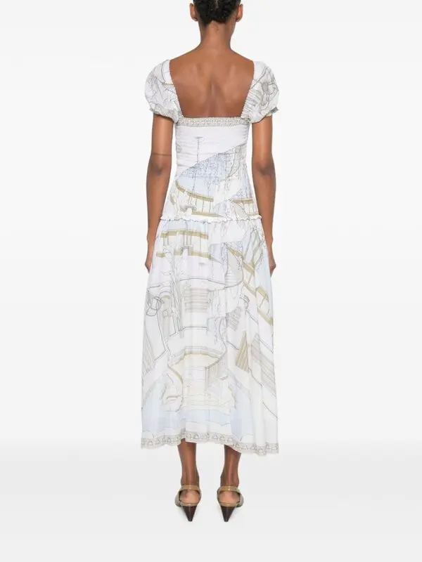 Tory Burch Printed Silk Blend Midi Dress