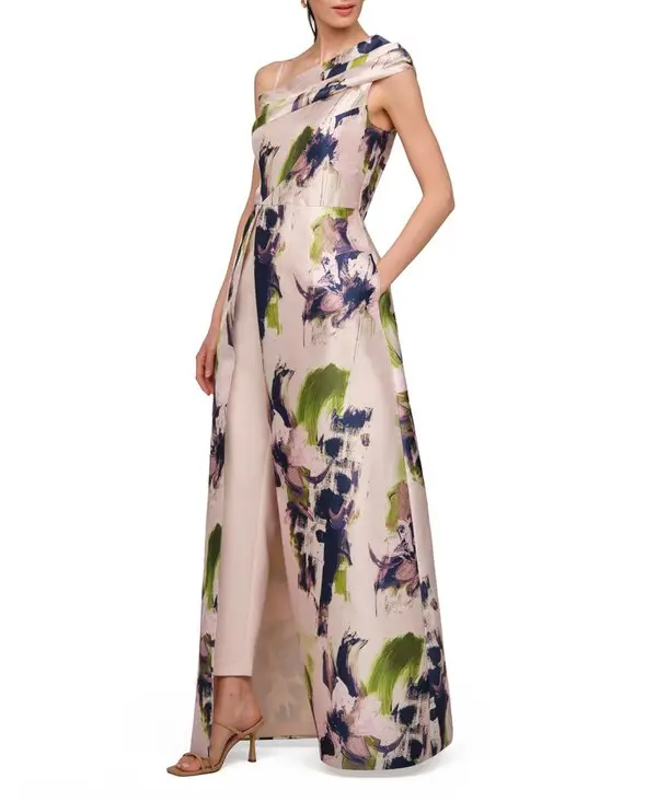 KAY UNGER Printed One-shoulder Jumpsuit