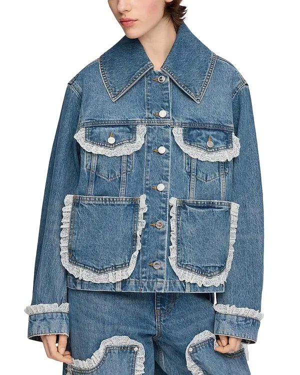 GANNI Rigid Denim Jacket - Dark Blue
