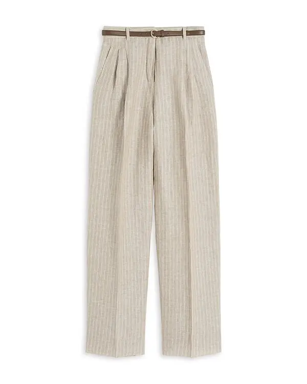 Max Mara Mstfonte Belted Straight Leg Pants - Colonial