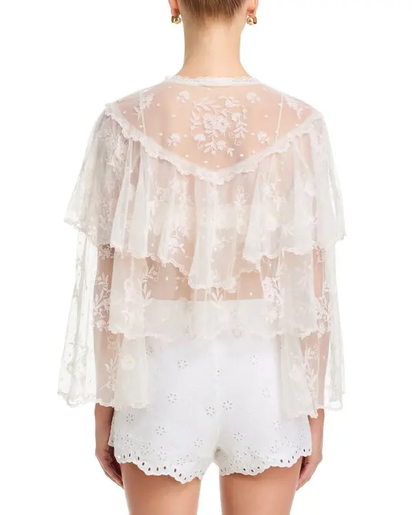 LoveShackFancy Tourelle Sheer Lace Blouse