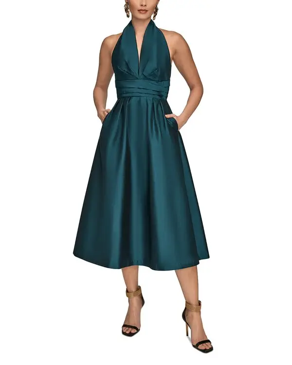 Donna Karan New York Halter Neck Ruched Midi Dress - Hudson