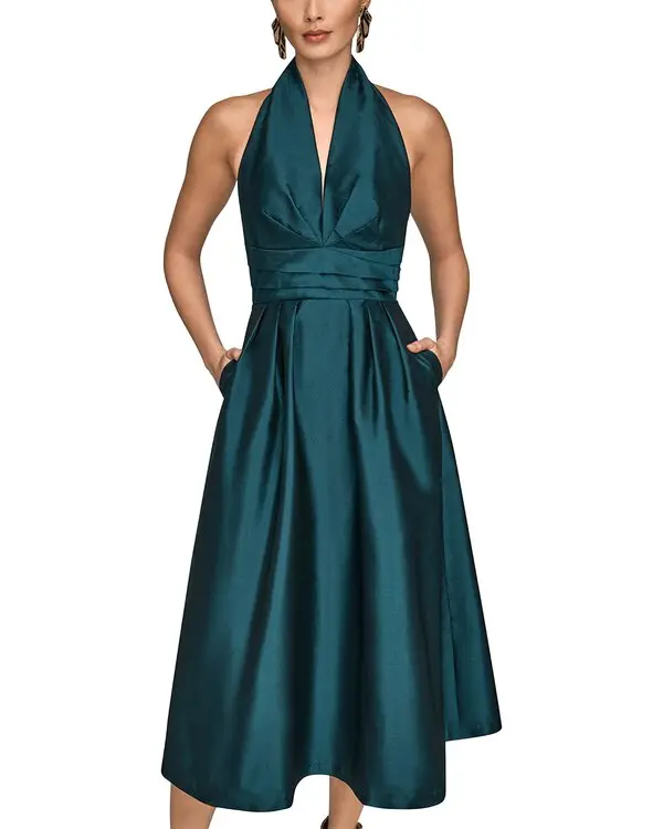 Donna Karan New York Halter Neck Ruched Midi Dress - Hudson