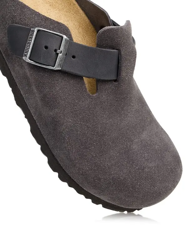 BIRKENSTOCK Boston Mixed Leather Clogs - Charcoal