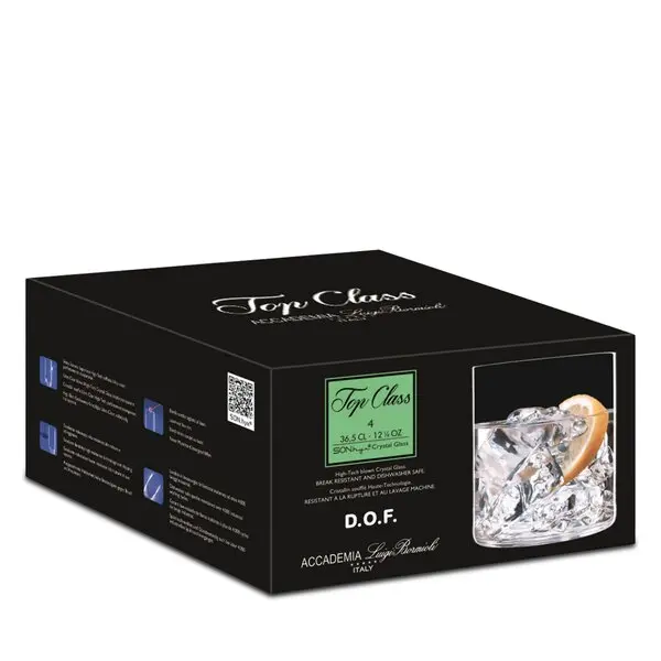 LUIGI BORMIOLI Top Class Round Double Old Fashioned Glass, Set Of 4