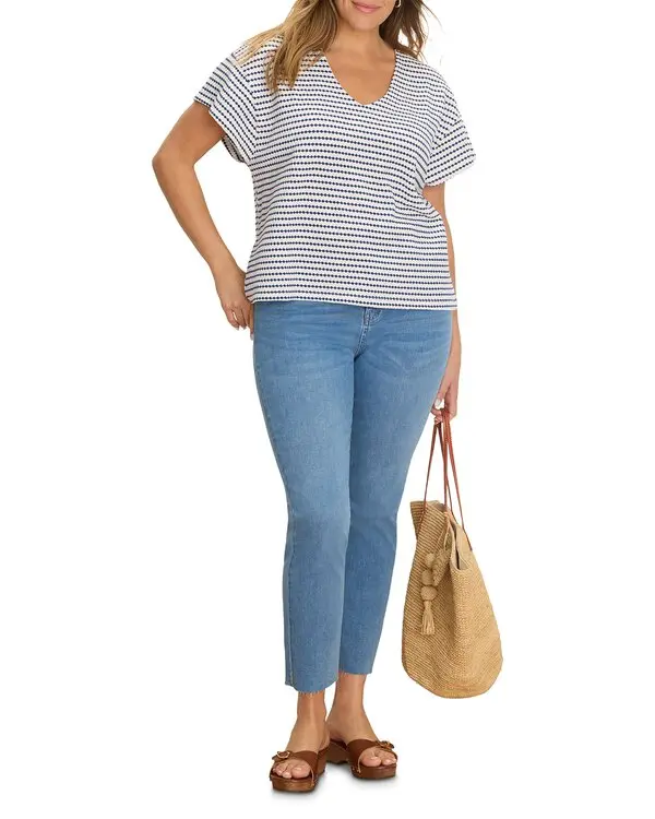 NIC+ZOE Diamond Stripe V Neck Top