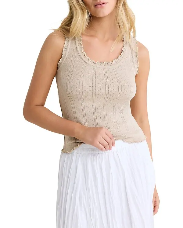 NIC+ZOE Pointelle Rib Ella Tank Top - White Pepper