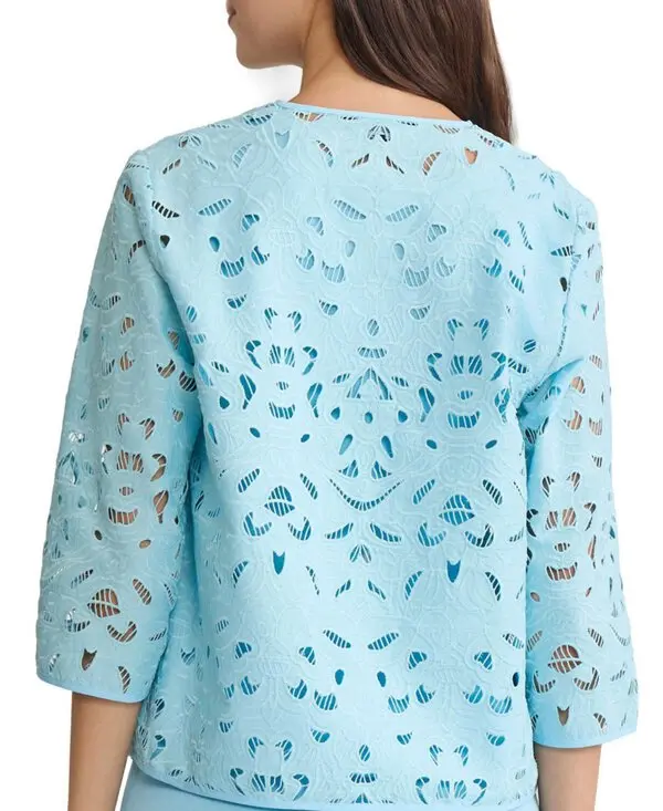 Ming Wang Embroidered Woven Topper