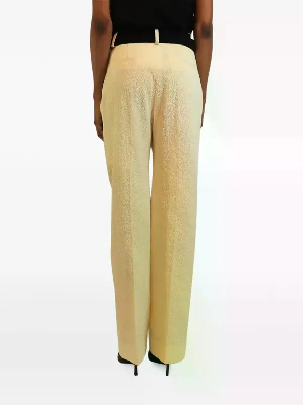 Victoria Beckham Belted Seersucker-texture Trousers