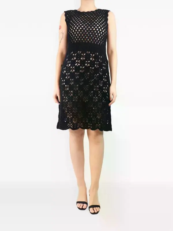Prada Wool Crochet Knit Sleeveless Midi Dress