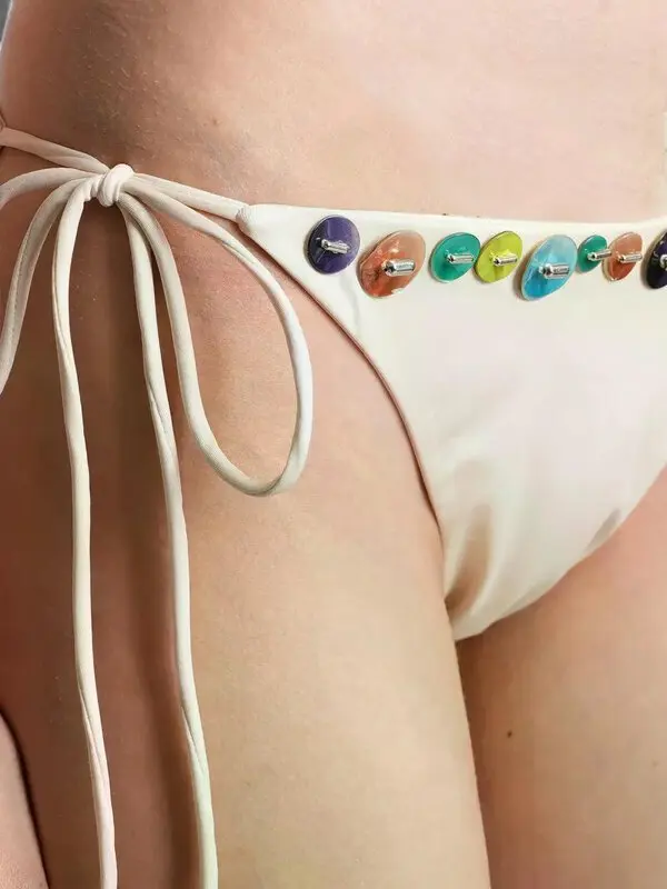 SIEDRES Embellished Side-tie Bikini Bottoms