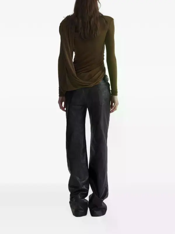 MUGLER Wool Jersey Cascade Sleeves Top - Green
