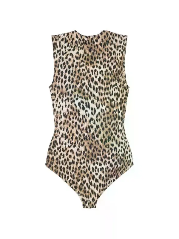 N°21 Leopard-print Knotted Bodysuit - Neutrals