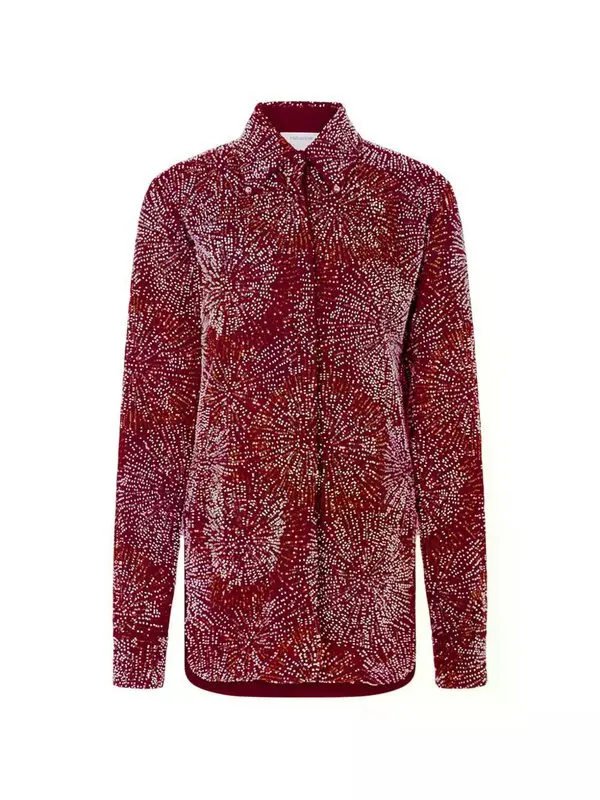 PACOS Sequin Embellished Long Sleeve Shirt - Red