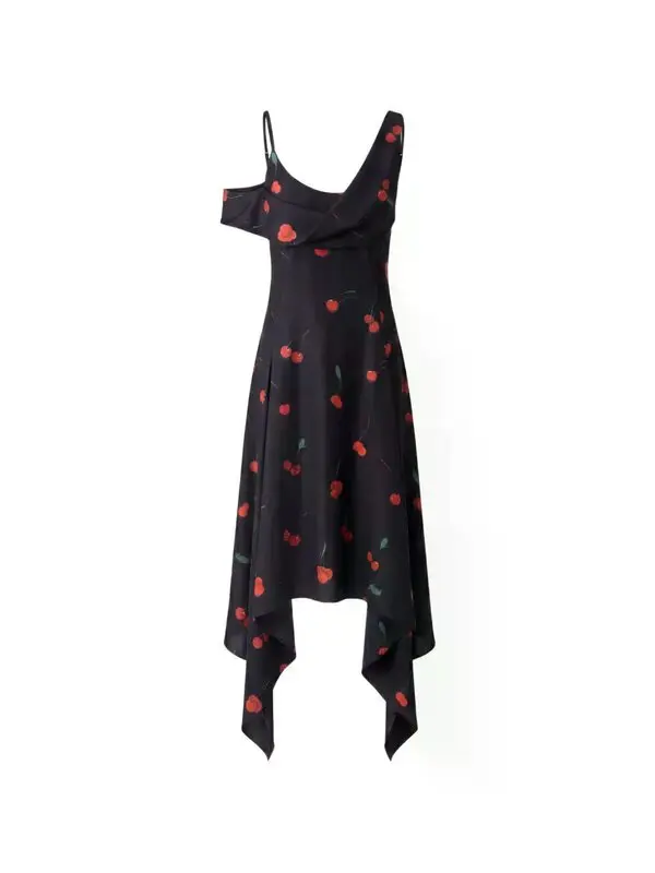 Monse Cherry Print Silk Midi Dress
