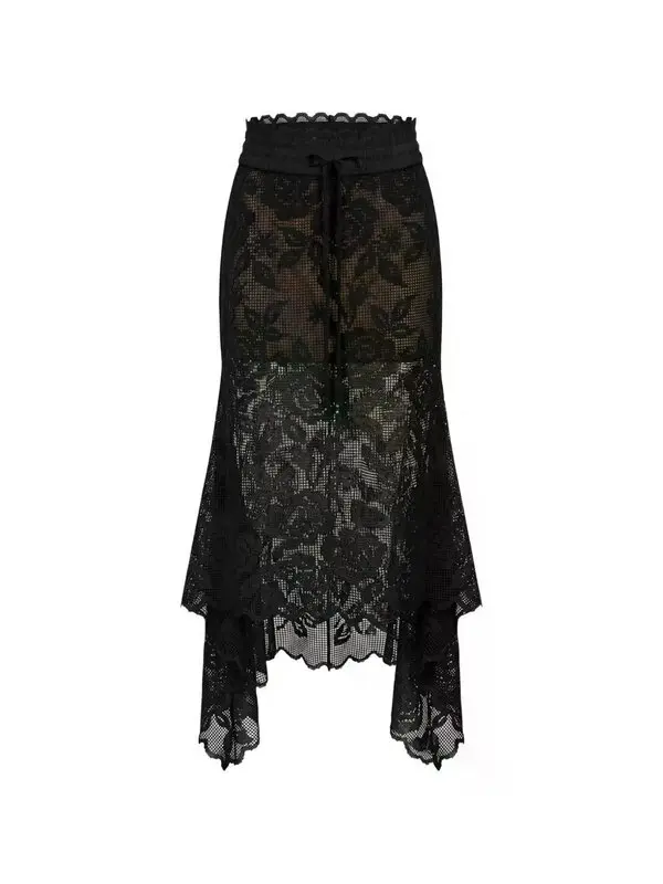 Monse Lace Drawstring Midi Skirt - Black