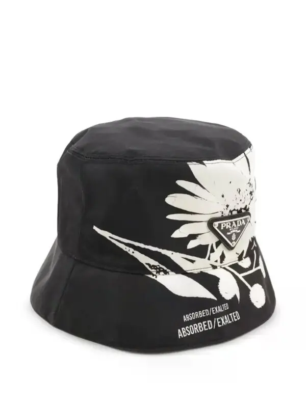 Prada Floral Print Bucket Hat - Black