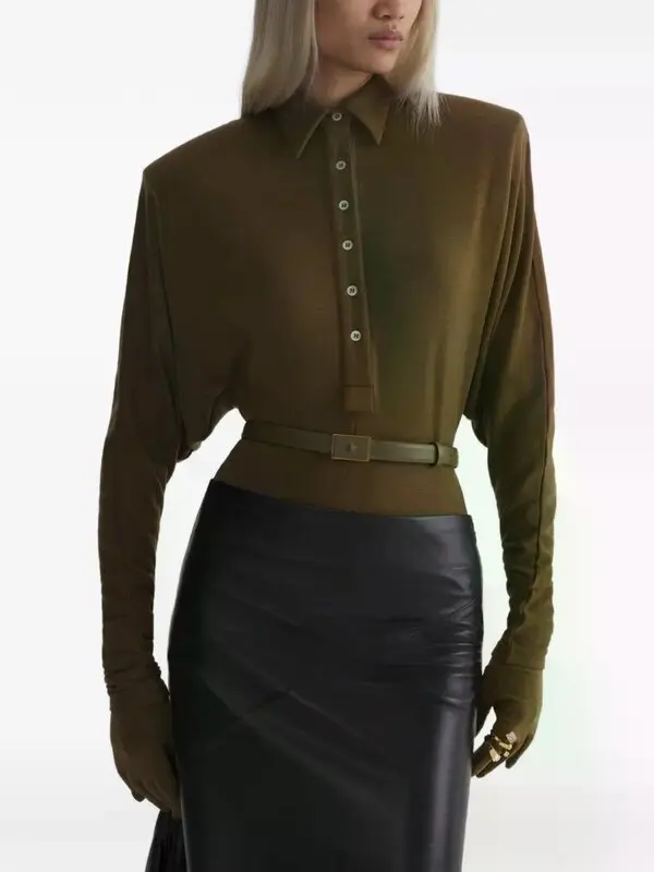 MUGLER Bat Sleeve Polo Bodysuit
