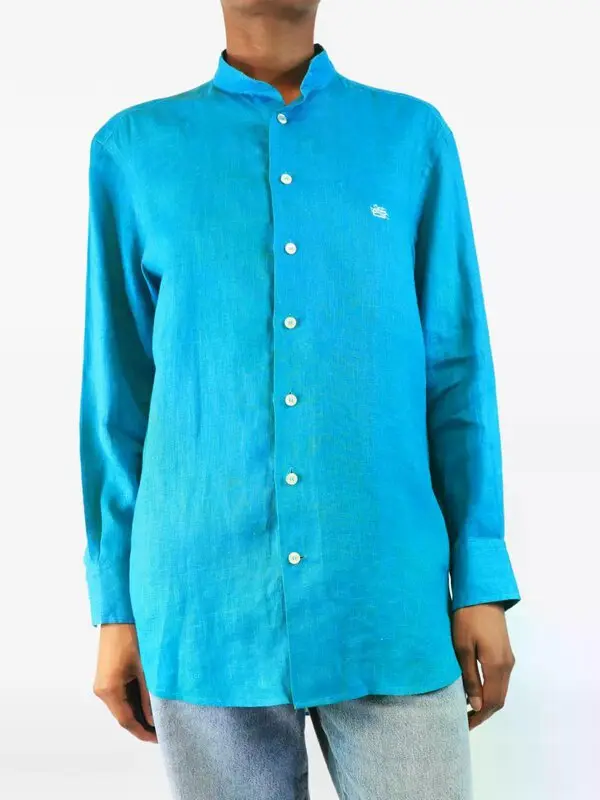Etro Mandarin Collar Embroidered Shirt