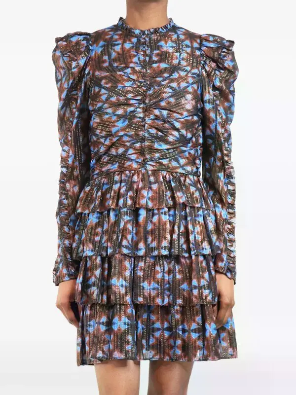 Ulla Johnson Ruffled Geometric Print Mini Dress
