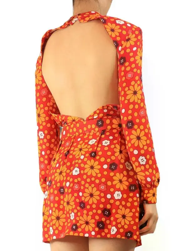 Saint Laurent Backless Mini Dress With Floral Print