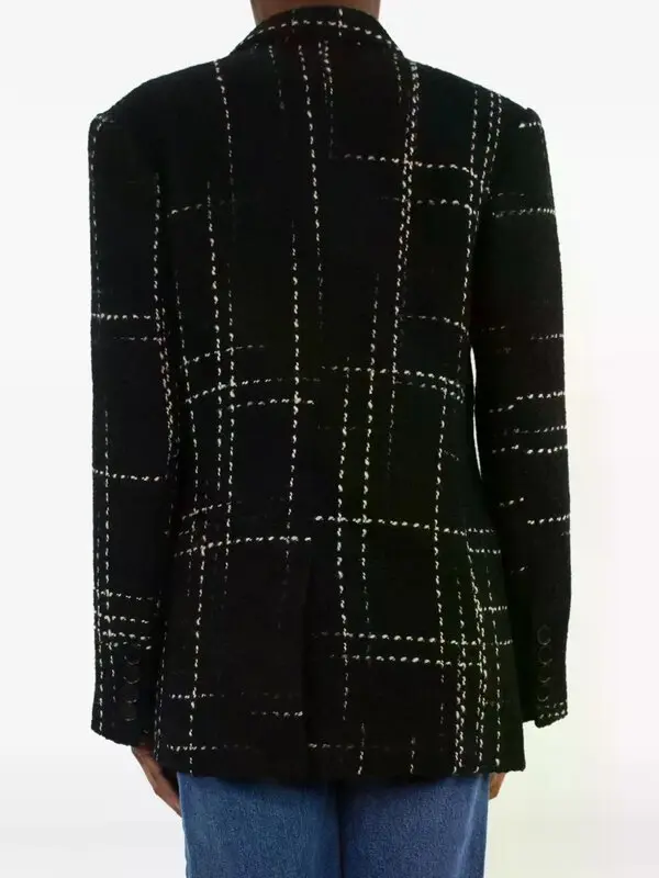 ANINE BING Double-breasted Checked-pattern Jacket - Black