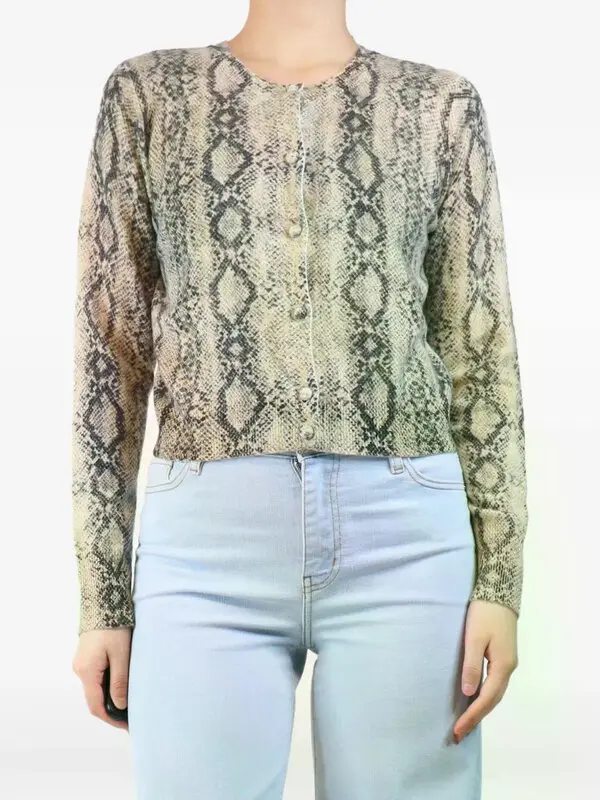 FRAME Snake Print Cashmere Cardigan