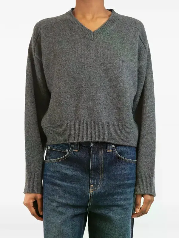 Loulou De Saison Cashmere V-neck Sweater - Grey