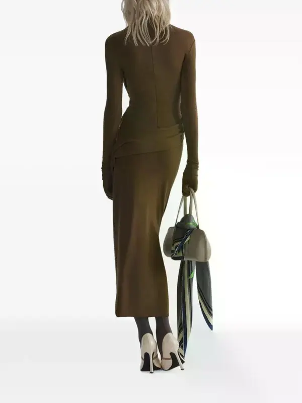 MUGLER Draped Turtleneck Midi Dress