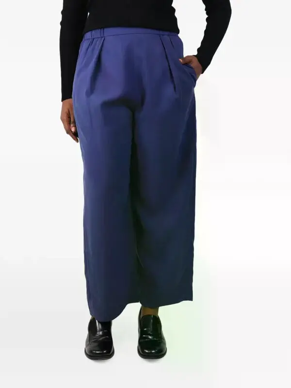BAMFORD Pleated Silk Wide-leg Trousers - Blue