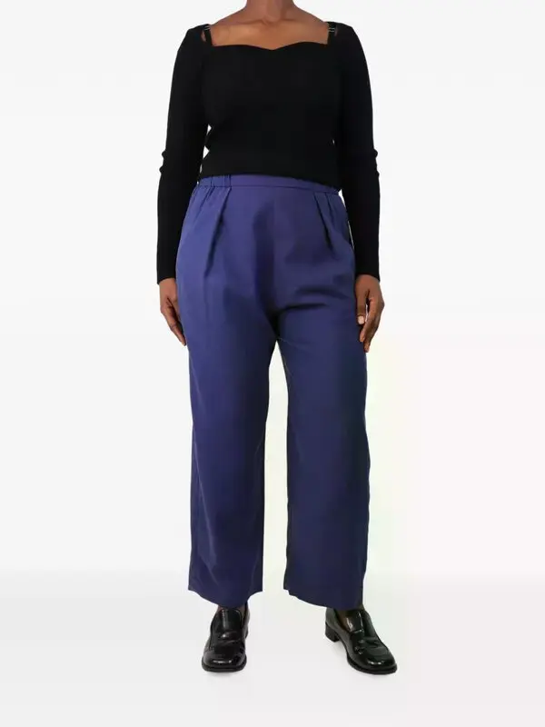 BAMFORD Pleated Silk Wide-leg Trousers