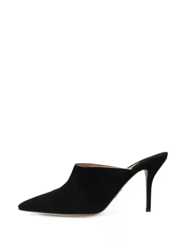PAUL ANDREW Suede Pointed-toe Mules - Black