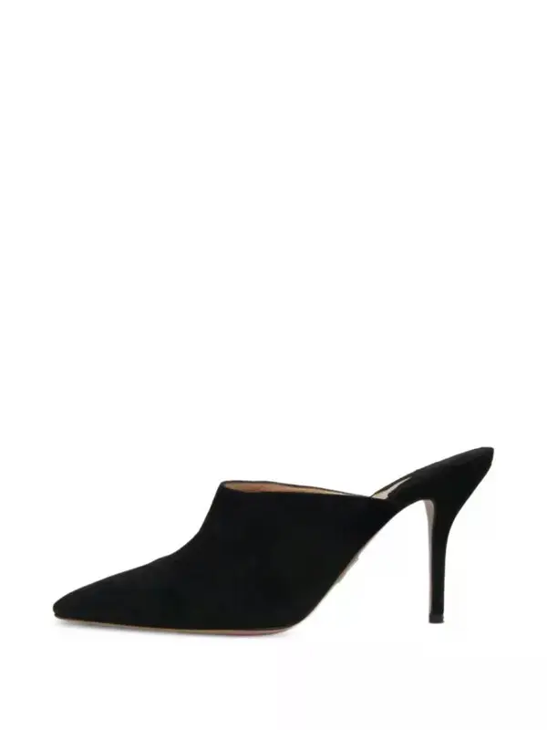 PAUL ANDREW Suede Pointed-toe Mules - Black