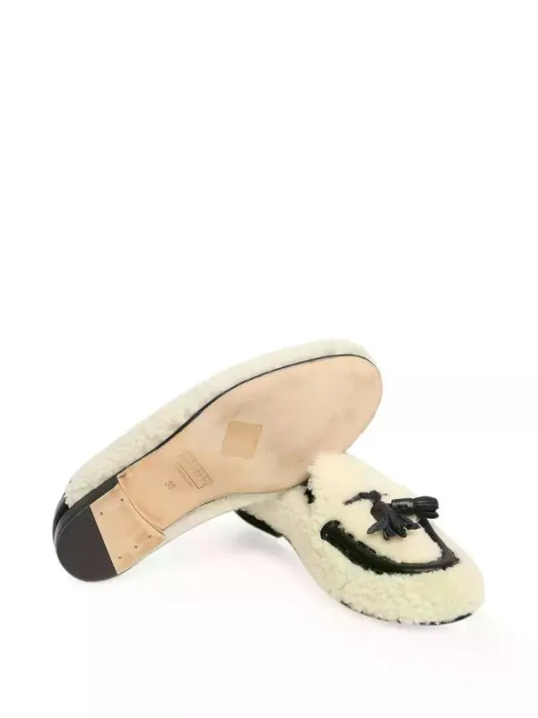 Fratelli Rossetti Black Sheepskin Tassel Detail Loafers