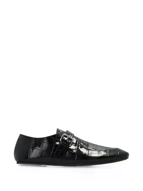 Marni Andy Croc-effect Buckled Ballet Flats - Black