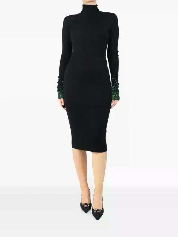 Loewe Beaded High-neck Midi Dress - Black