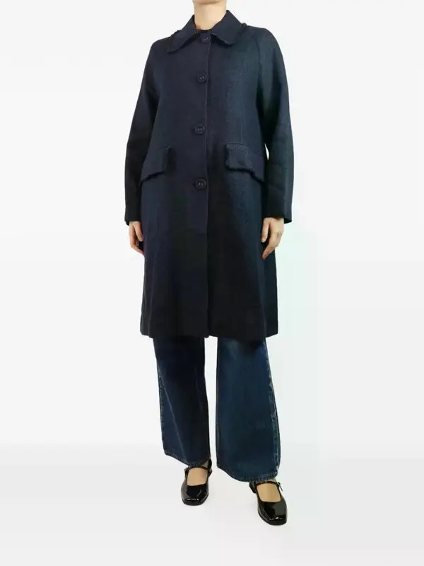 Officine Générale Single-breasted Frayed Coat - Blue