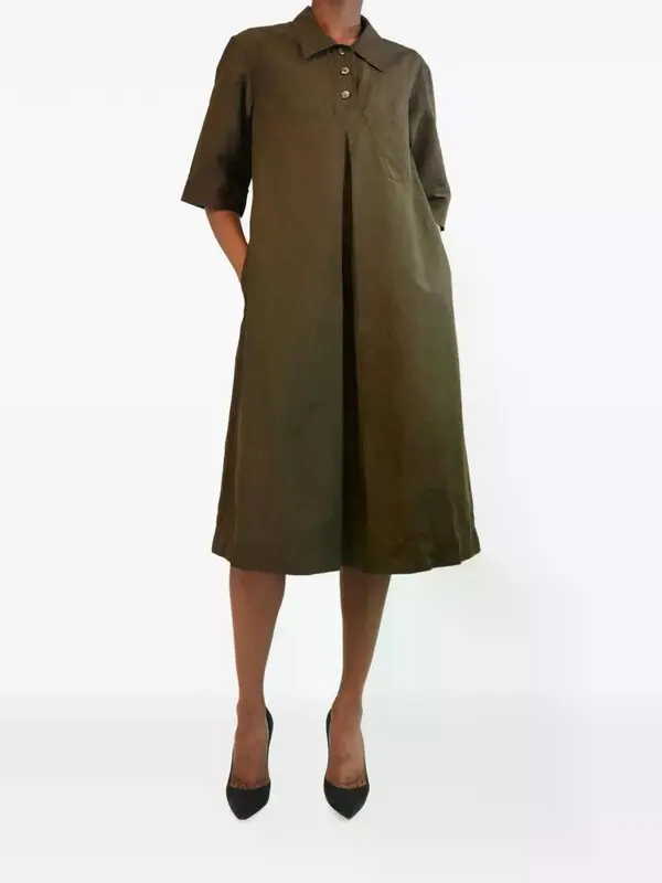 MARGARET HOWELL Pleated Twill Midi Dress