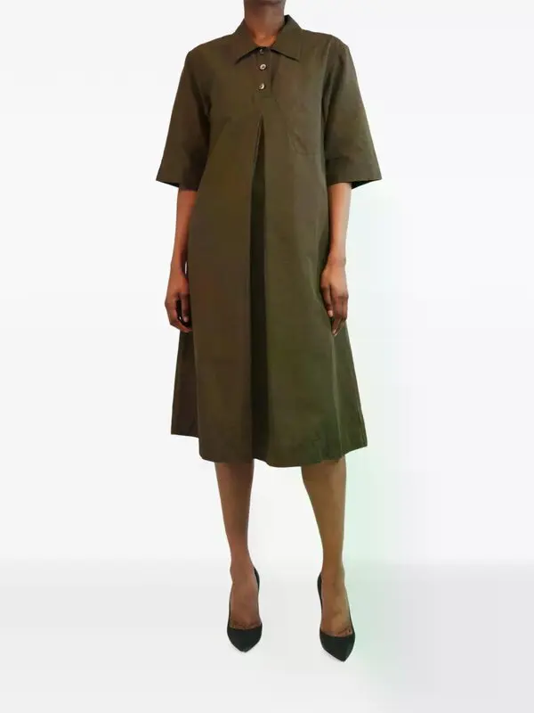 MARGARET HOWELL Pleated Twill Midi Dress