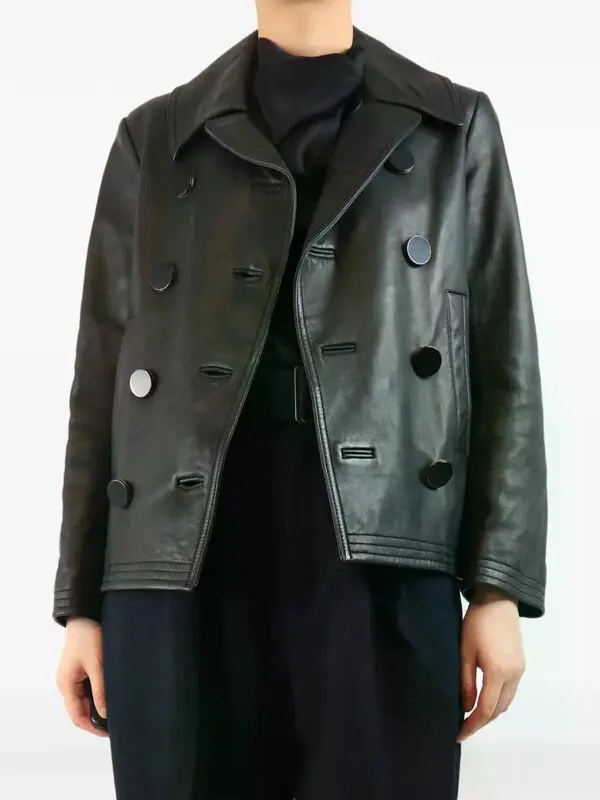 Balenciaga Double-breasted Leather Jacket - Black