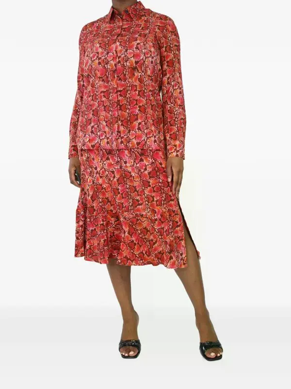 Altuzarra Silk Snake Print Shirt And Skirt Set