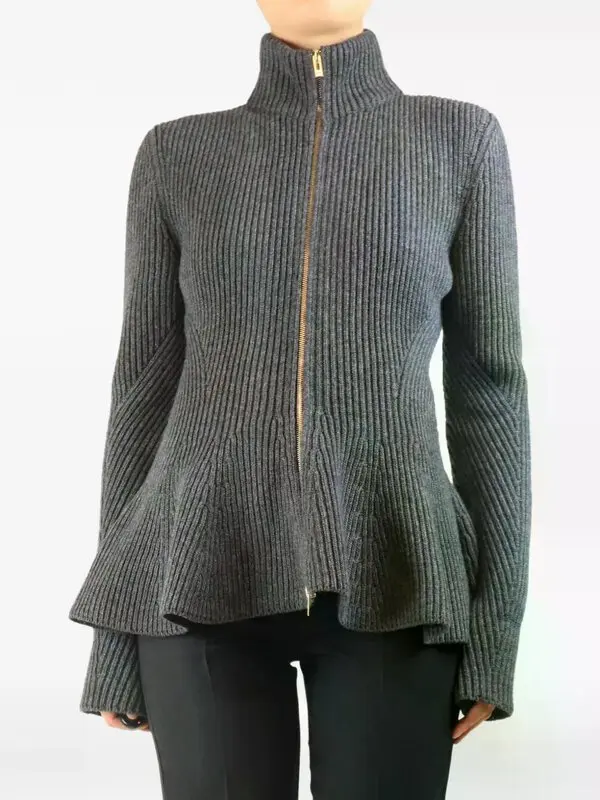 Alaïa Ribbed Peplum Cardigan