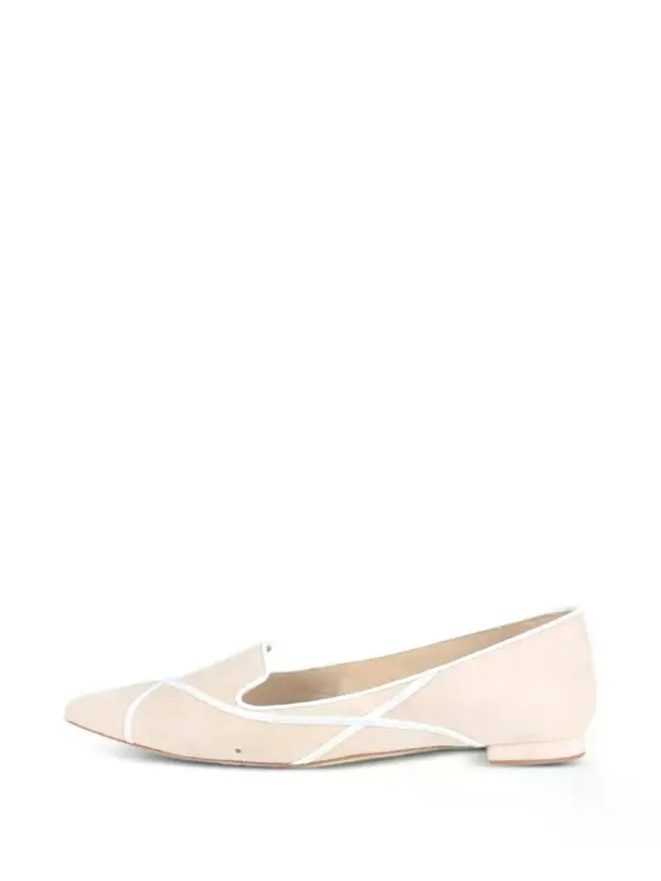 Manolo Blahnik Beige Suede Pointed-toe Flat Pumps - Neutrals