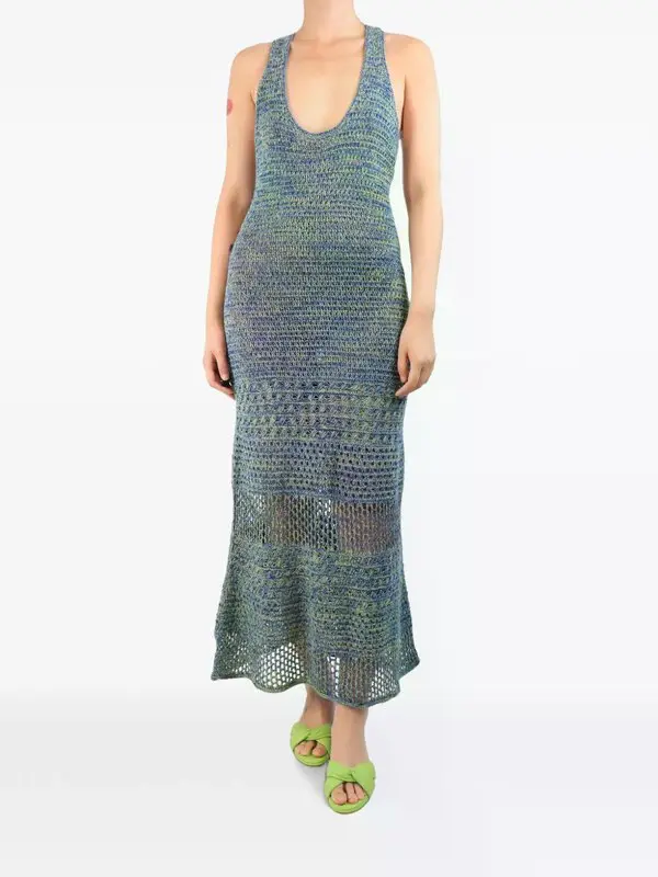 Escvdo Crochet Knit Midi Dress
