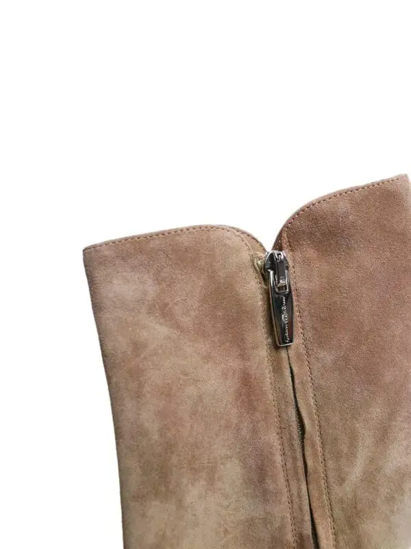 GIANVITO ROSSI Beige Suede Pointed-toe Stiletto Ankle Boots