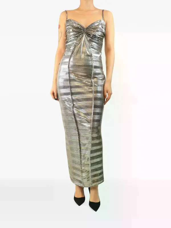 GEORGIA HARDINGE Lurex Ruched Slip Long Dress - Silver