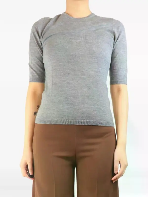 ALLUDE Short-sleeved Wool Top - Grey