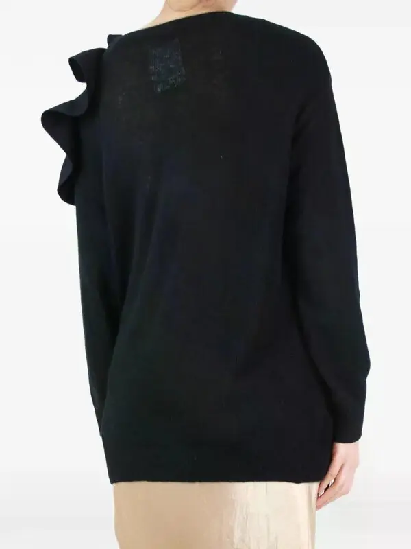 Valentino Garavani Ruffled V-neck Cold-shoulder Sweater